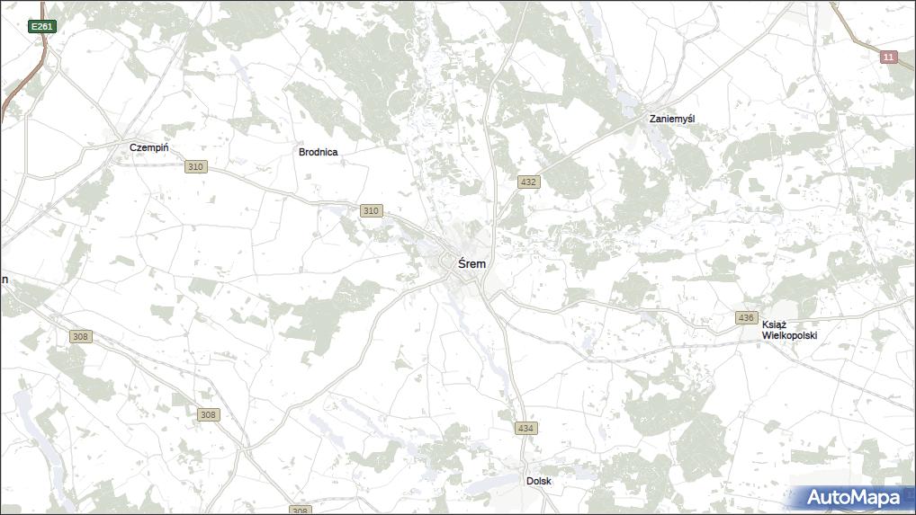 Mapa Śrem, Śrem na mapie Targeo